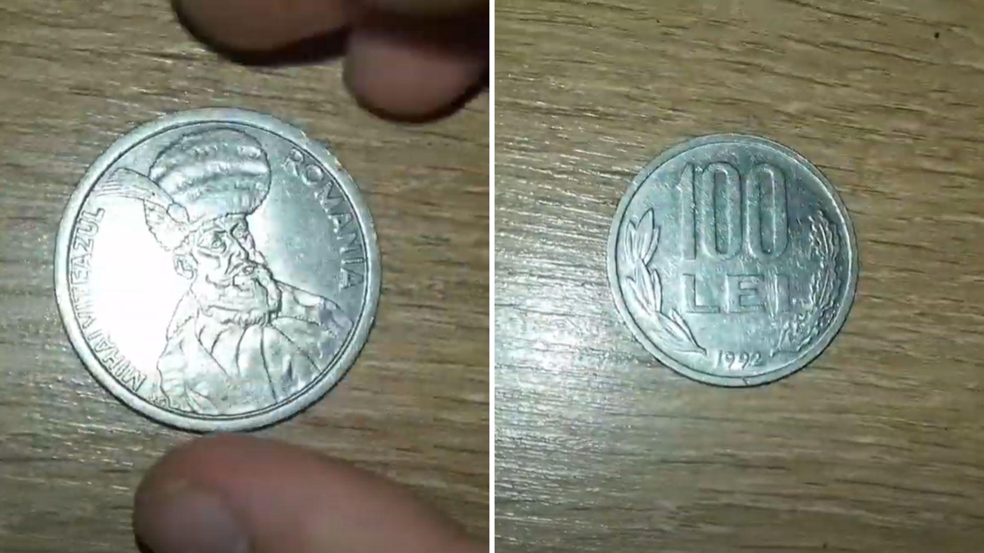 Cu cât se vinde moneda de 100 de lei din anul 1992, cu chipul lui Mihai ...