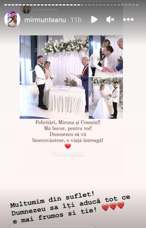 Mireasa, sezonul 6. Ce au publicat Miruna și Cosmin pe rețelele sociale, după ce au câștigat ...